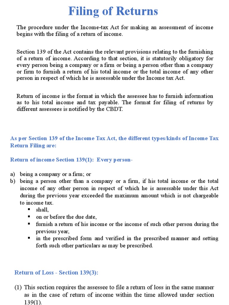 Unit 2 - Filing of Returns | PDF