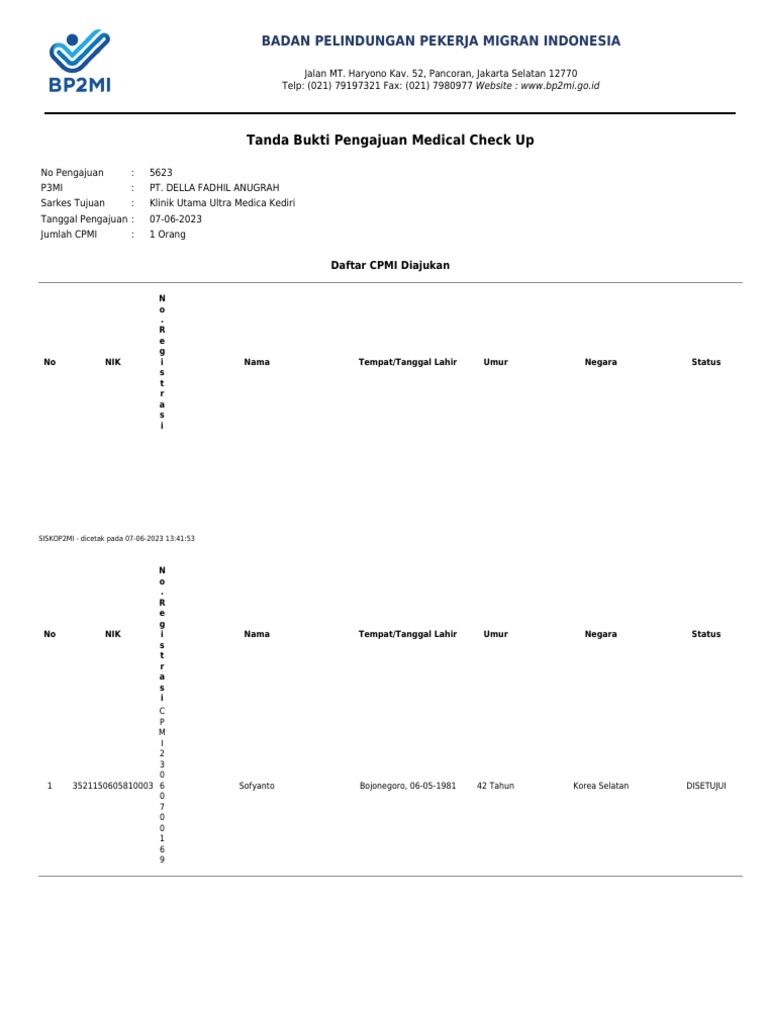 Pengajuan MCU 5623 | PDF