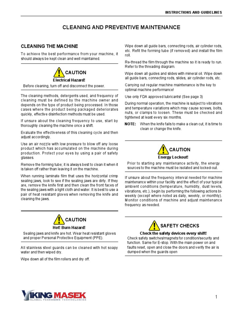 Packaging Equipment Maintenance Worksheet v2018.1 | PDF | Electrical ...