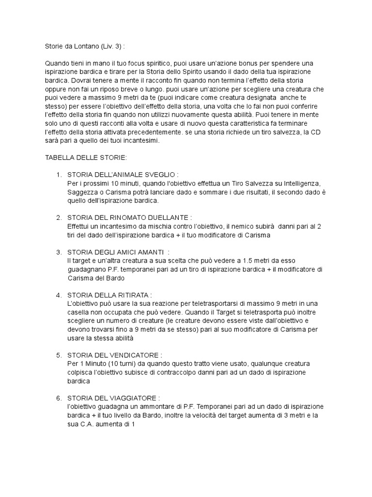 Tabella Spirit Tales ITA | PDF