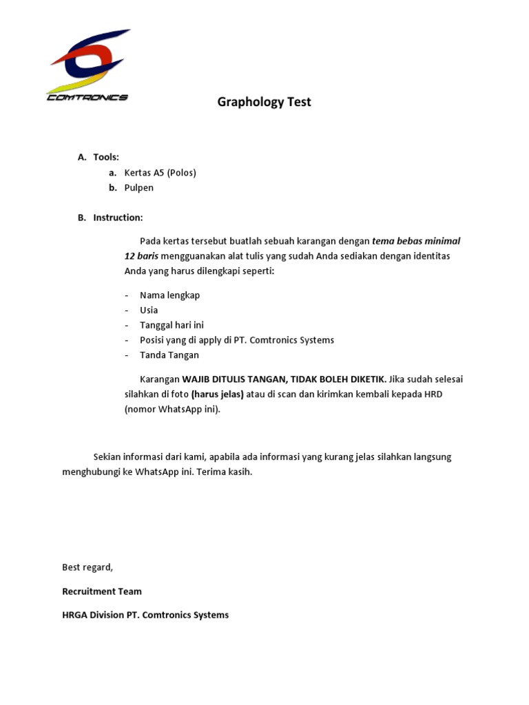 Graphology Test - Instruction | PDF