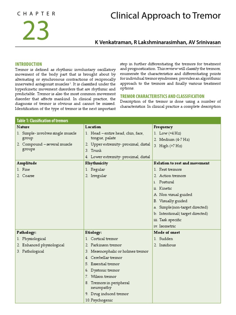 Approach To Tremor | PDF | Dystonia | Parkinson's Disease