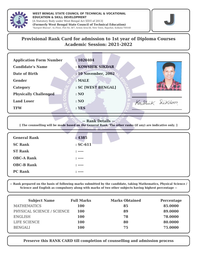 Rank Card Jexpo | PDF