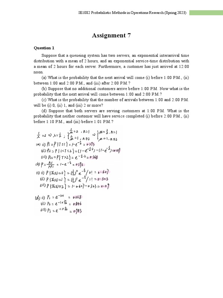 Assignment 7 Solutions | PDF | Mathematics | Probability Theory