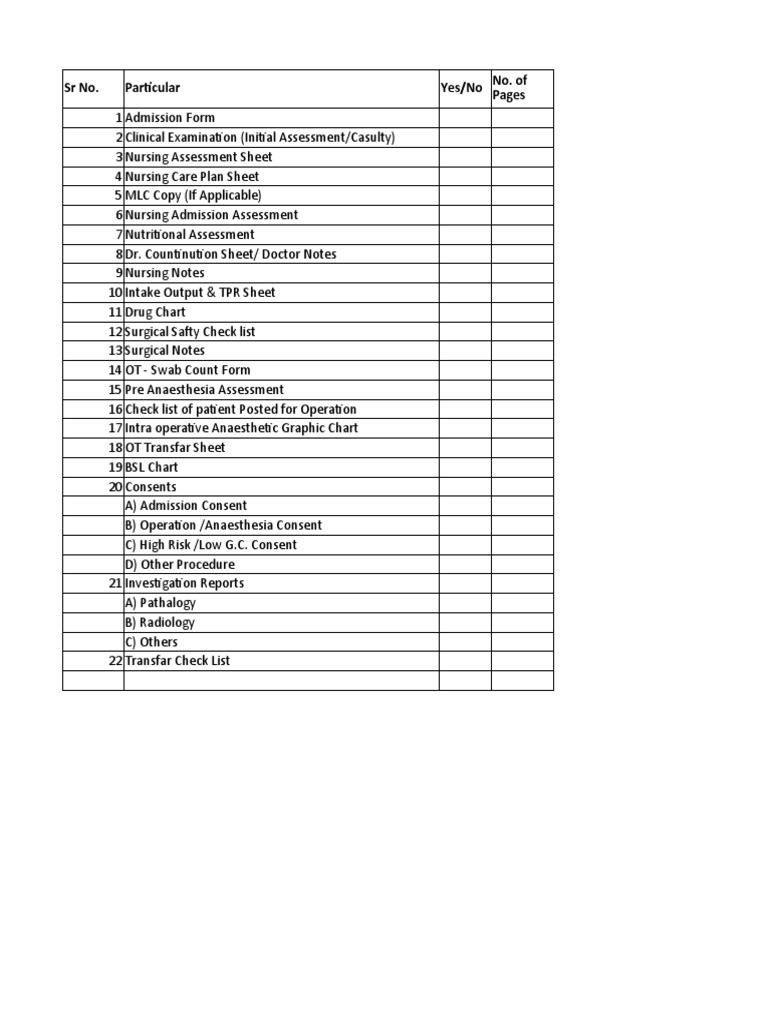 MRD Check List | PDF