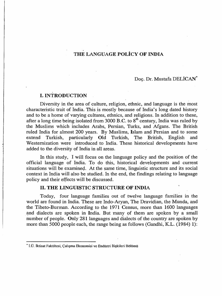 The Language Policy of India (#119025) - 101067 | PDF