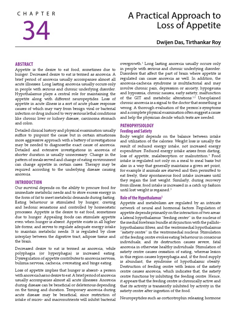 Approach To Loss of Appetite | PDF | Appetite | Anorexia Nervosa