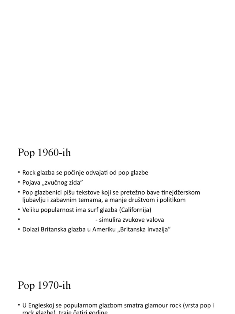 Poularna Glazba Kroz Desetljeća | PDF