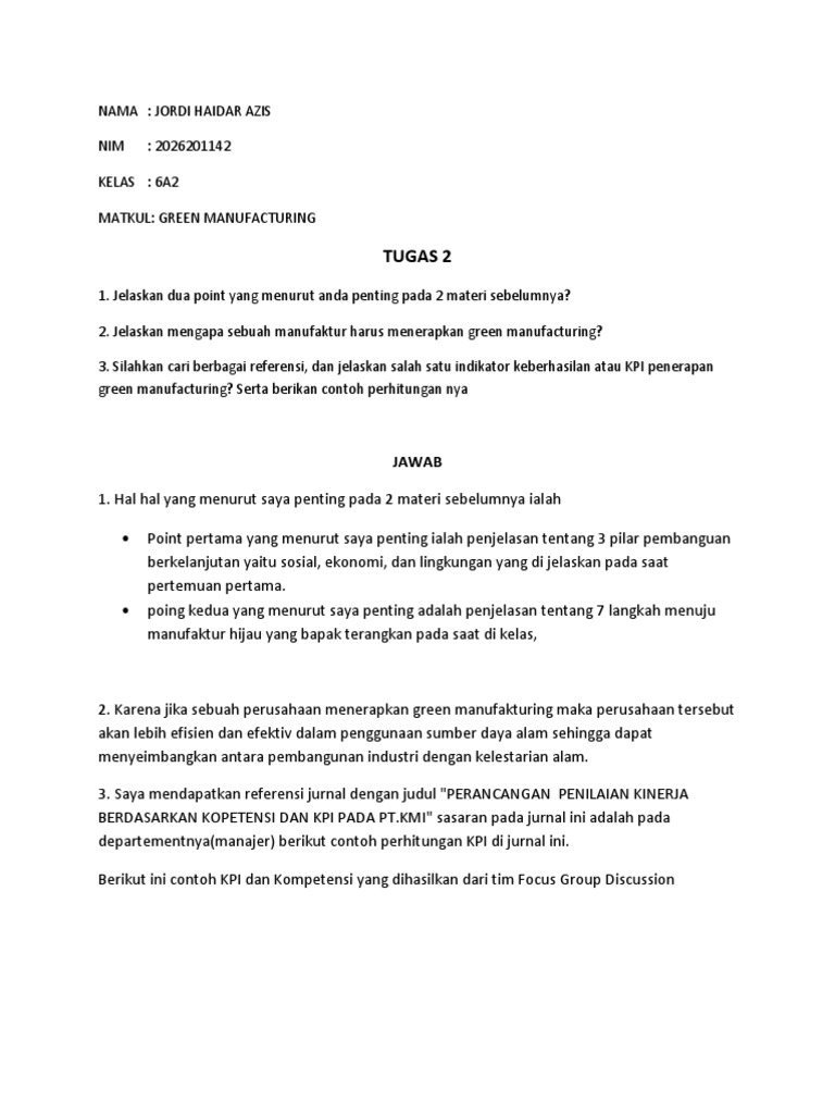 2023 - Tugas GM - Kelas 6A2 - Jordi Haidar Azis - 2026201142 | PDF