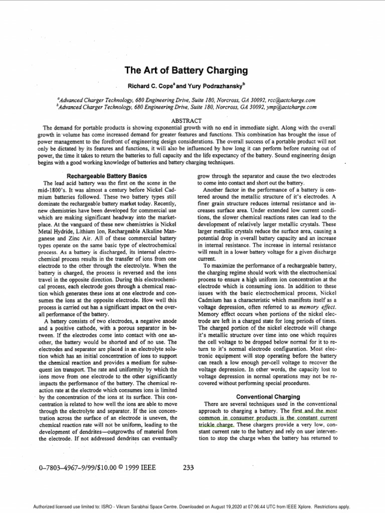 Advanced Battery Charging Insights | PDF | Rechargeable Battery ...