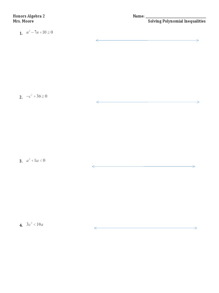 4.9 - Polynomial Inequalities Worksheet | PDF