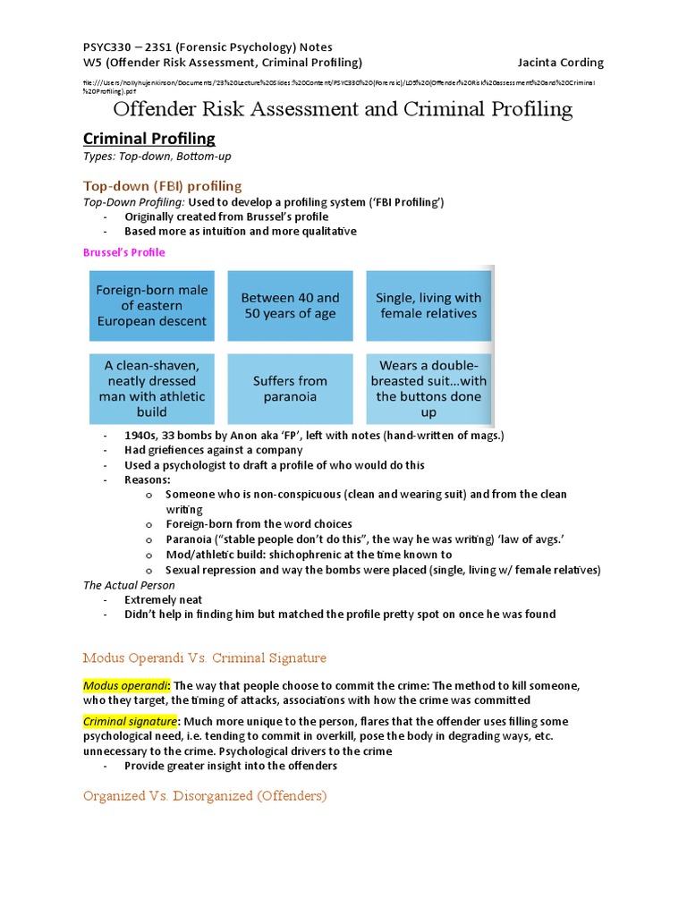 Forensic Psychology: Risk Assessment & Profiling | PDF | Social Science