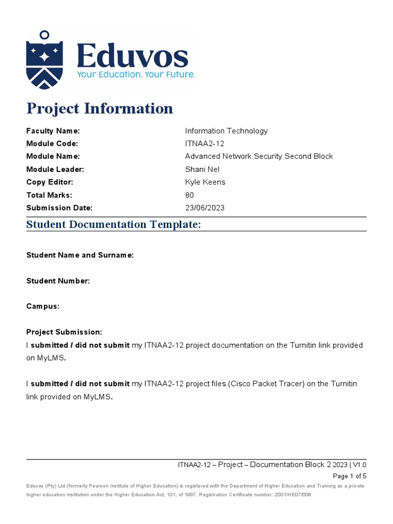 ITNAA1-12 - Project2 - Student Documentation Template (V1.0) | PDF | Ip ...