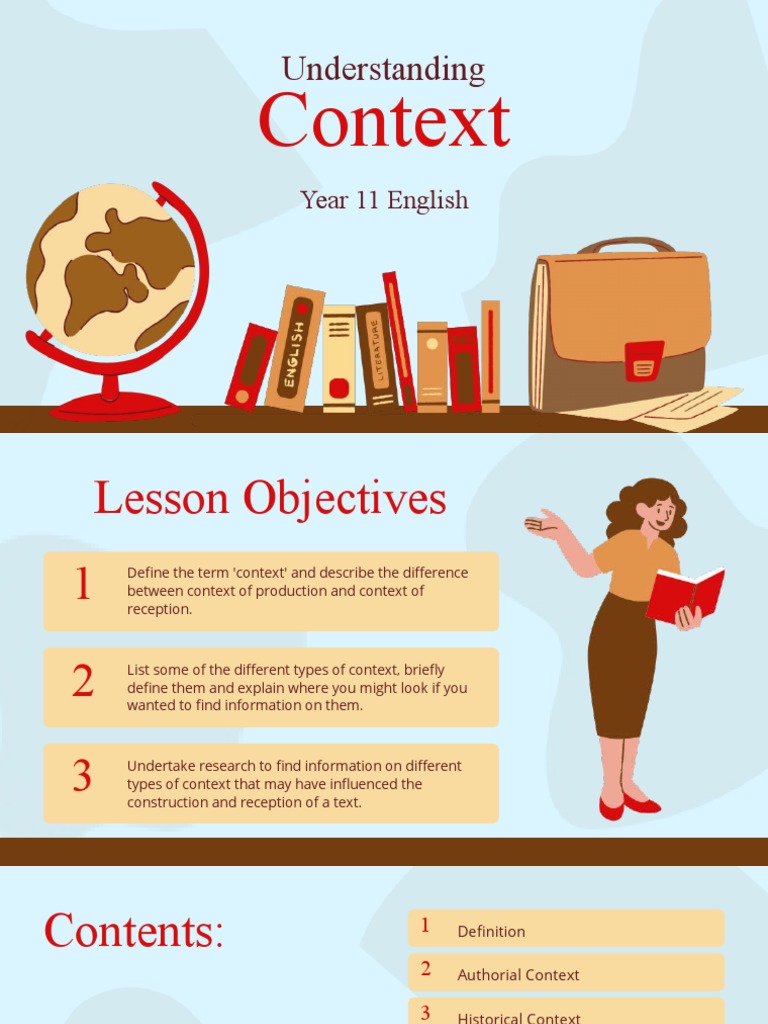 Blue Red Brown Illustrative English Understanding Context Presentation ...