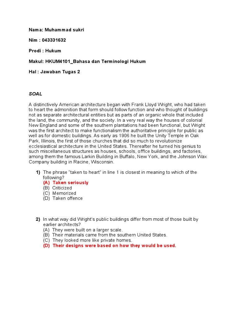 TUGAS 2 HKUM4101 - Bahasa Dan Terminologi Hukum | PDF | Design