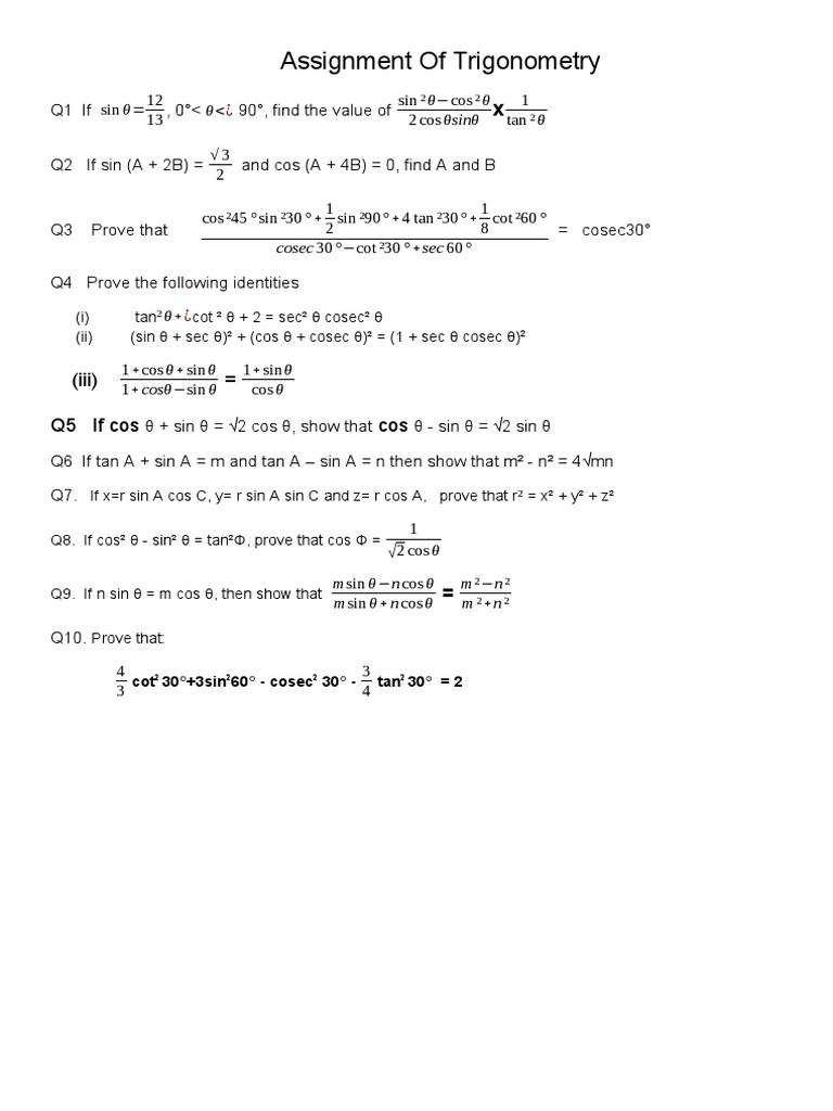 Assignment_Of_Trigonometry | PDF