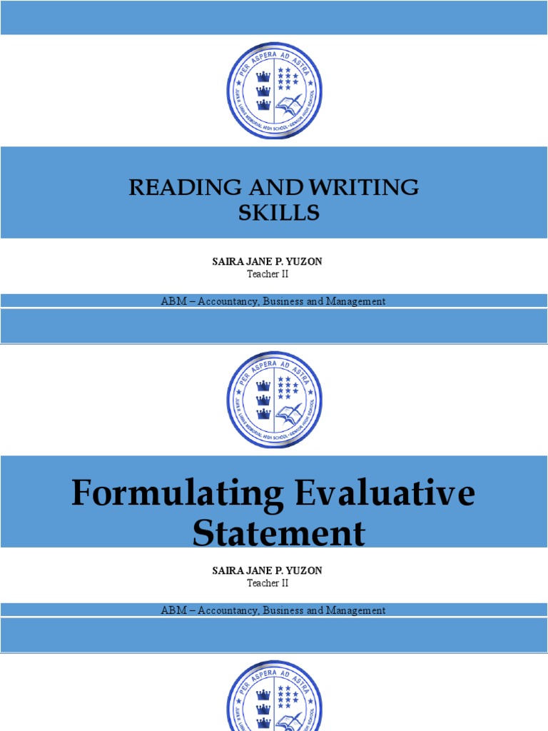 Formulating Evaluative Statements Pdf Poetry