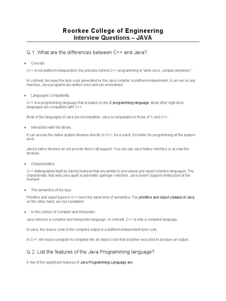 Java Interview Questions | PDF | Programming | Constructor (Object ... Java Interview Questions | PDF | Programming | Constructor (Object ...