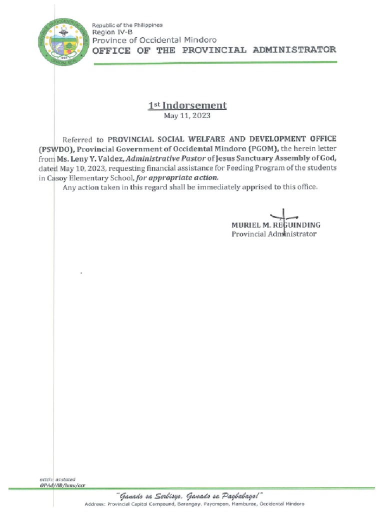 For-Follow-up 1st Endorsement COH | PDF