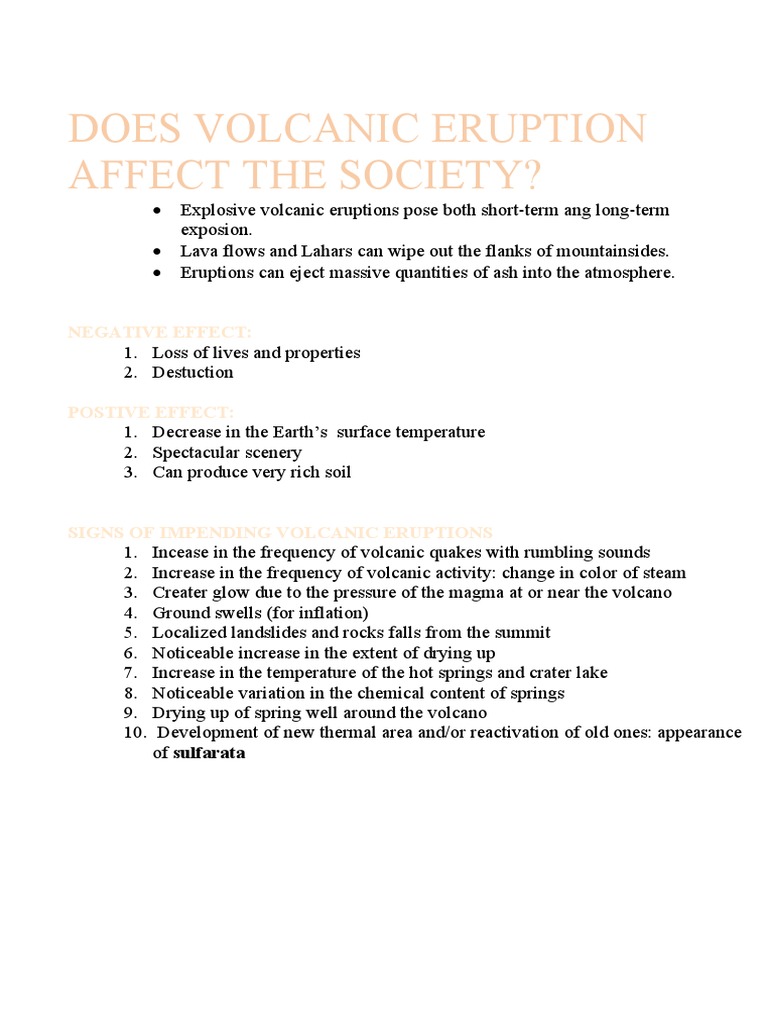 Effects of Volcanic Eruptions on Society | PDF