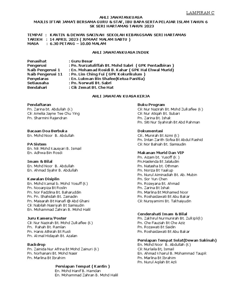 AJK KERJA (Iftar Ramadhan) | PDF