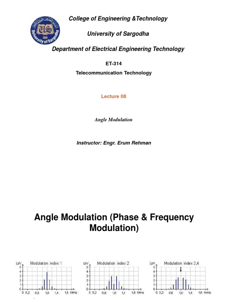 Lecture 8 Angle Modulation | PDF | Frequency Modulation | Detector (Radio)