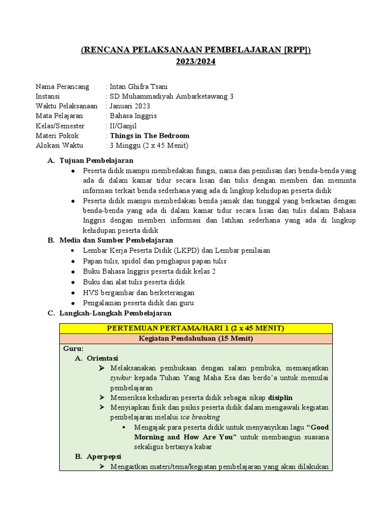Contoh RPP (Indonesian) | PDF