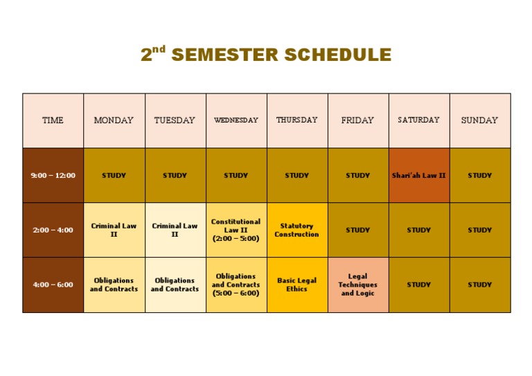 2nd SEMESTER SCHEDULE | PDF