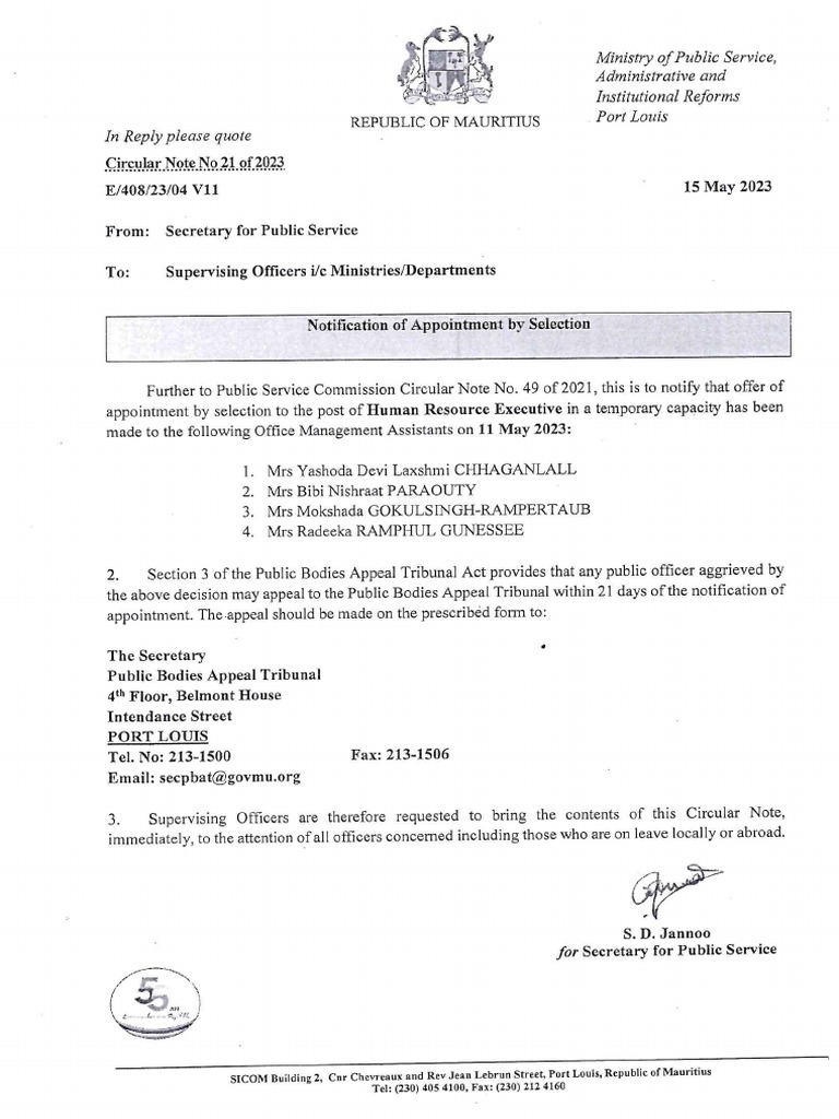 Circular Note No 21 of 2023 | PDF