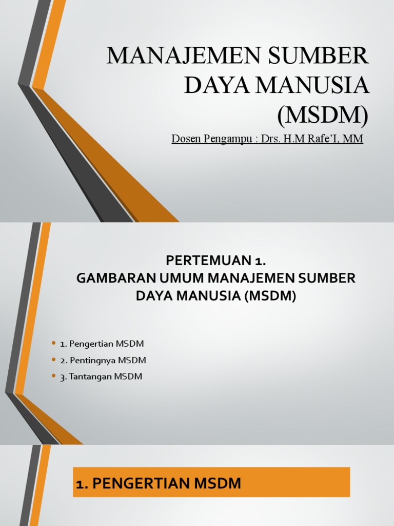 p1. Gambaran Umum Manajemen Sumber Daya Manusia (MSDM) | PDF