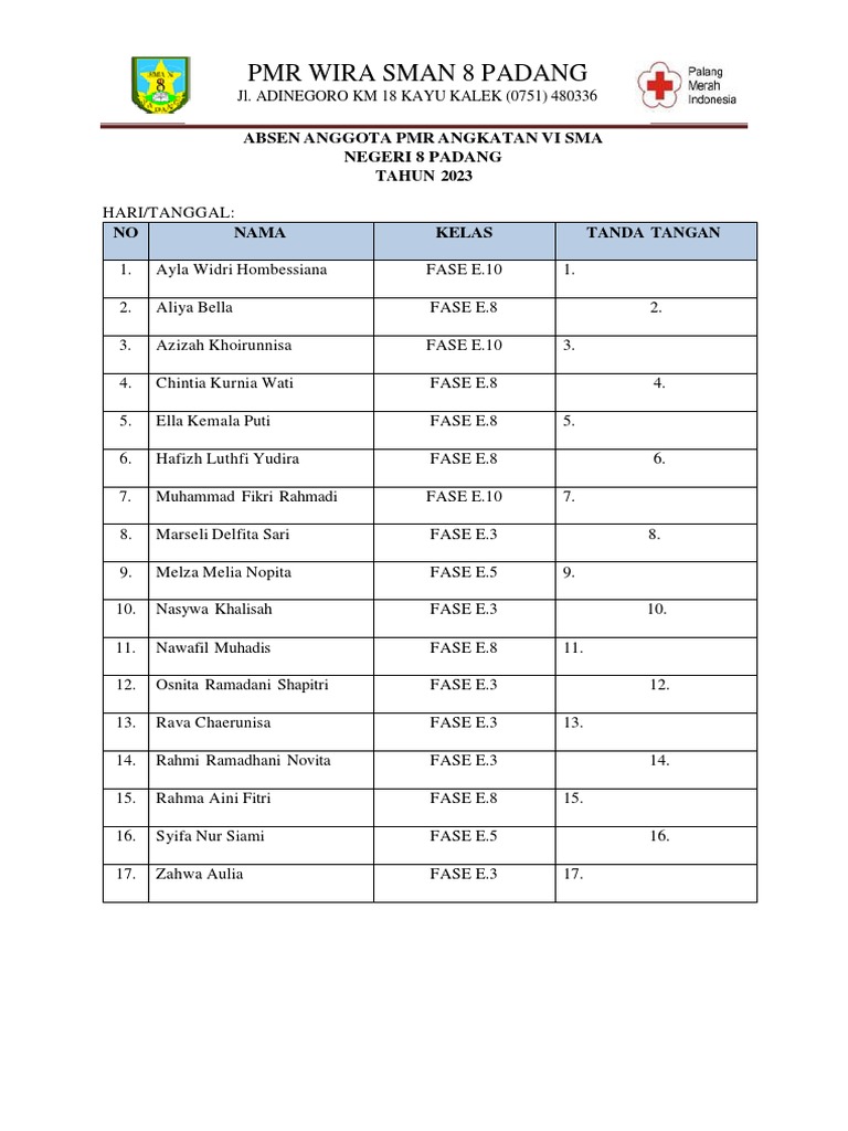 Absen PMR SMANDEL | PDF