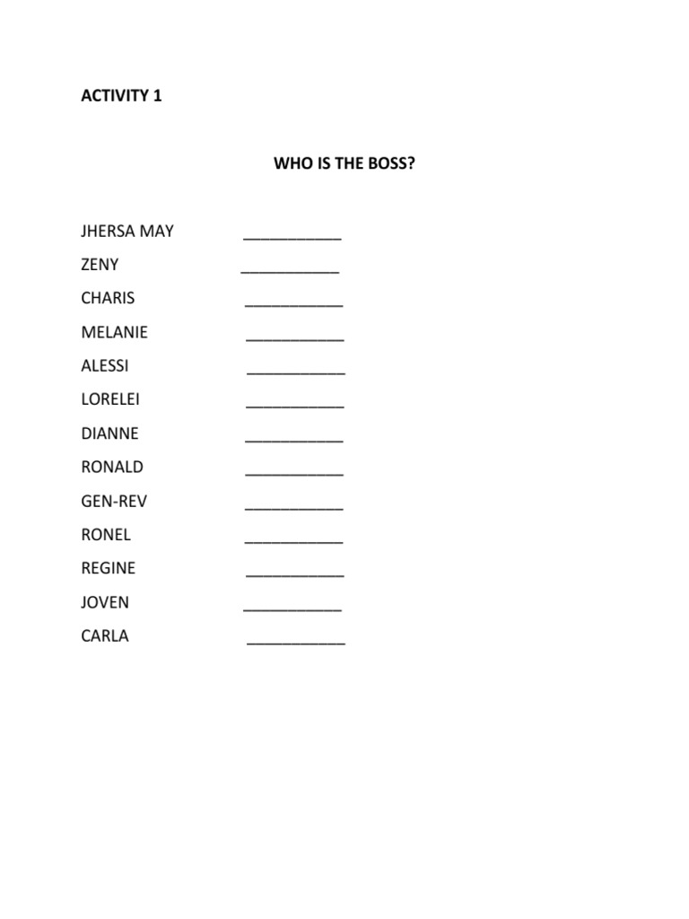 Activity Worksheet Pdf
