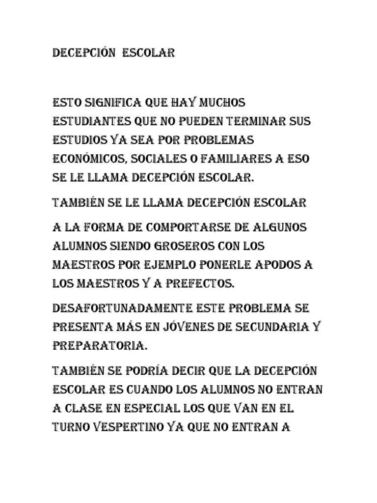 Decepción Escolar: Causas y Ejemplos | PDF
