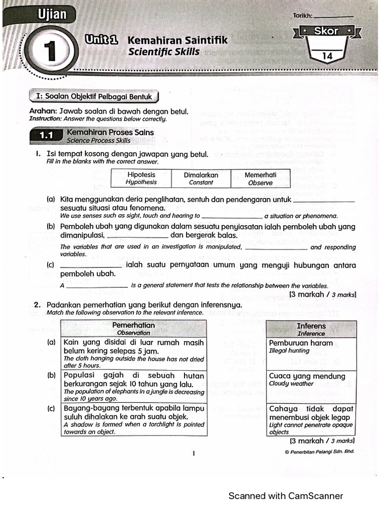 Soalan Sains Tahun 6 Bab1 | PDF