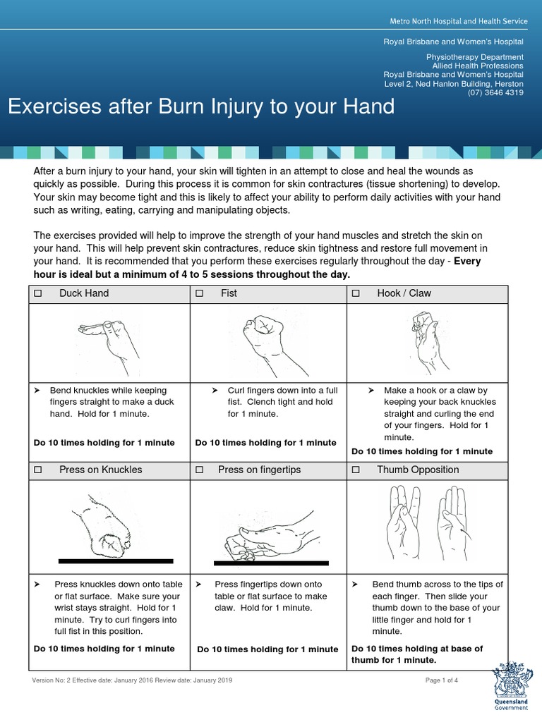 Burns Patient Hand Exercises | PDF | Hand | Finger