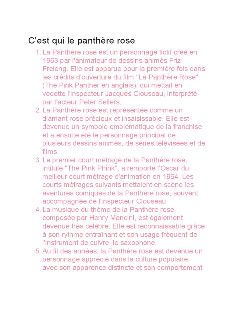 Le Panthère Rose | PDF