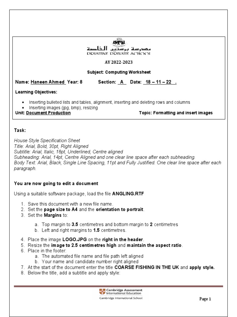 Year8 WorksheetYr8WP2 | PDF