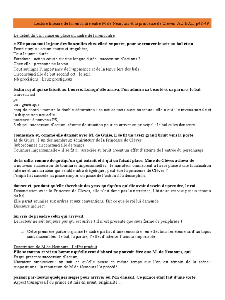 Rencontre au bal : M de Nemours et Clèves | PDF