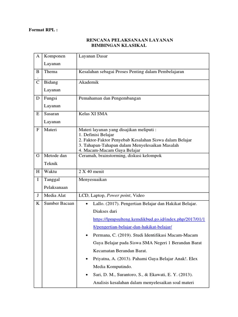 RPL Bimbingan Klasikal (Revisi) - Syifaa Nur Hanifah - K3120067 | PDF