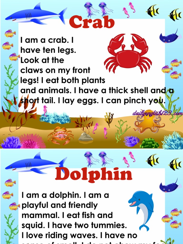 Reading About Sea Animals | PDF