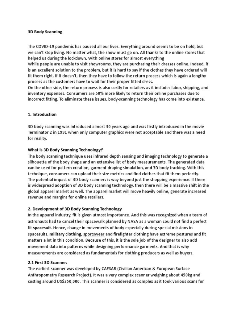3D Body Scanning | PDF | Image Scanner | Anthropometry