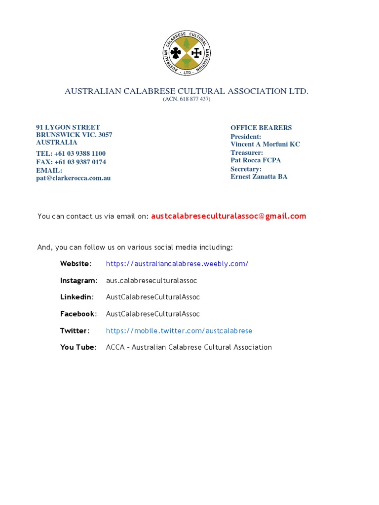 Acca 2023 Contact Us Page | PDF