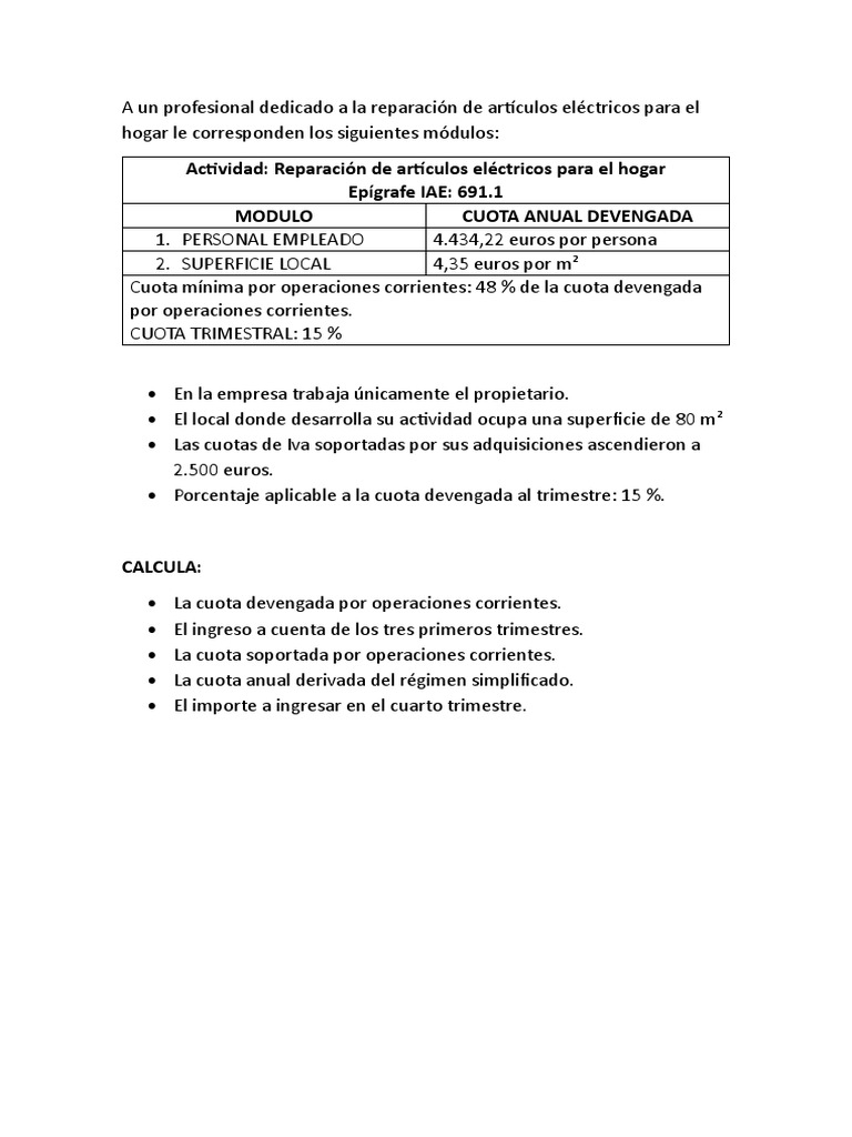 Supuesto 6 Iva Simplificado-Reparaciones | PDF