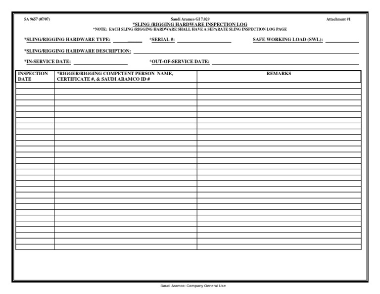 Sling Inspection Log | PDF