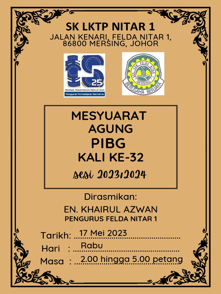 Buku Program Mesy Agung Pibg 2023 SK LKTP Nitar 1 PDF | PDF