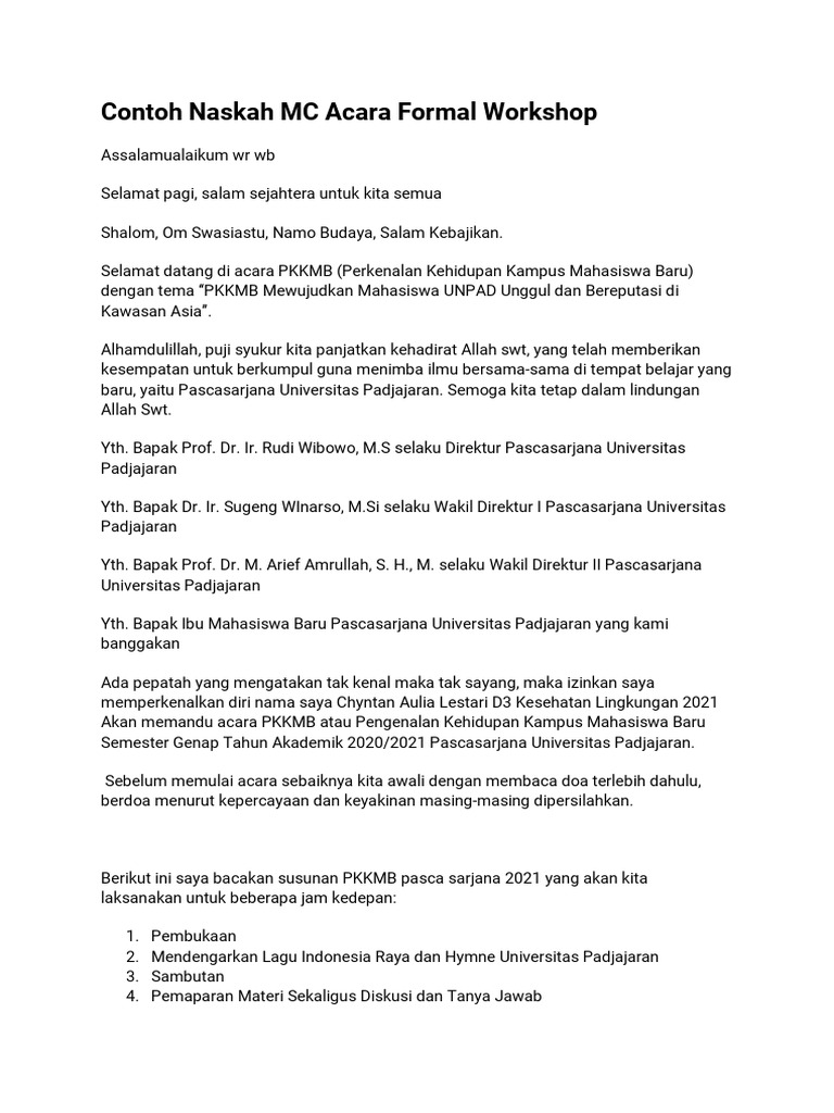 Naskah Mc Formal | PDF