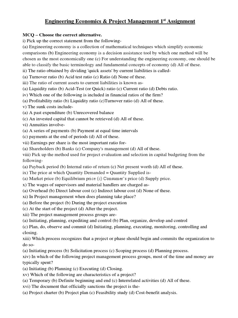 1st Assignment of 3rd Year 6th Semester 2023 EEPM | PDF | Project Management | Financial Ratio