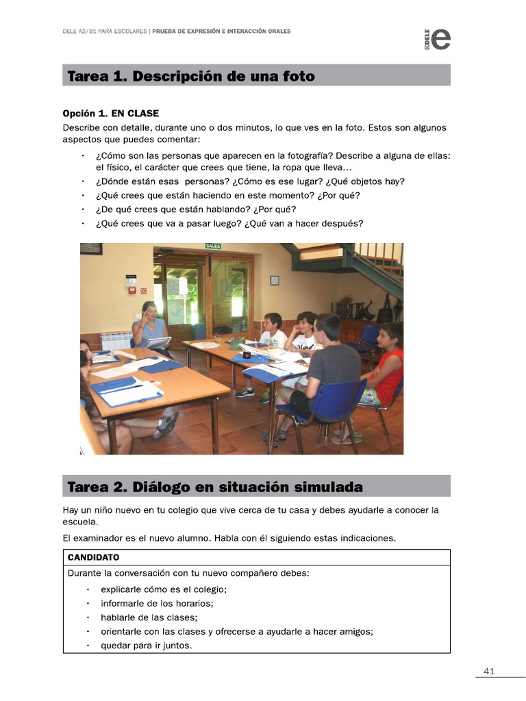 Prueba de Nivel A2-B1 - Expresión Oral | PDF