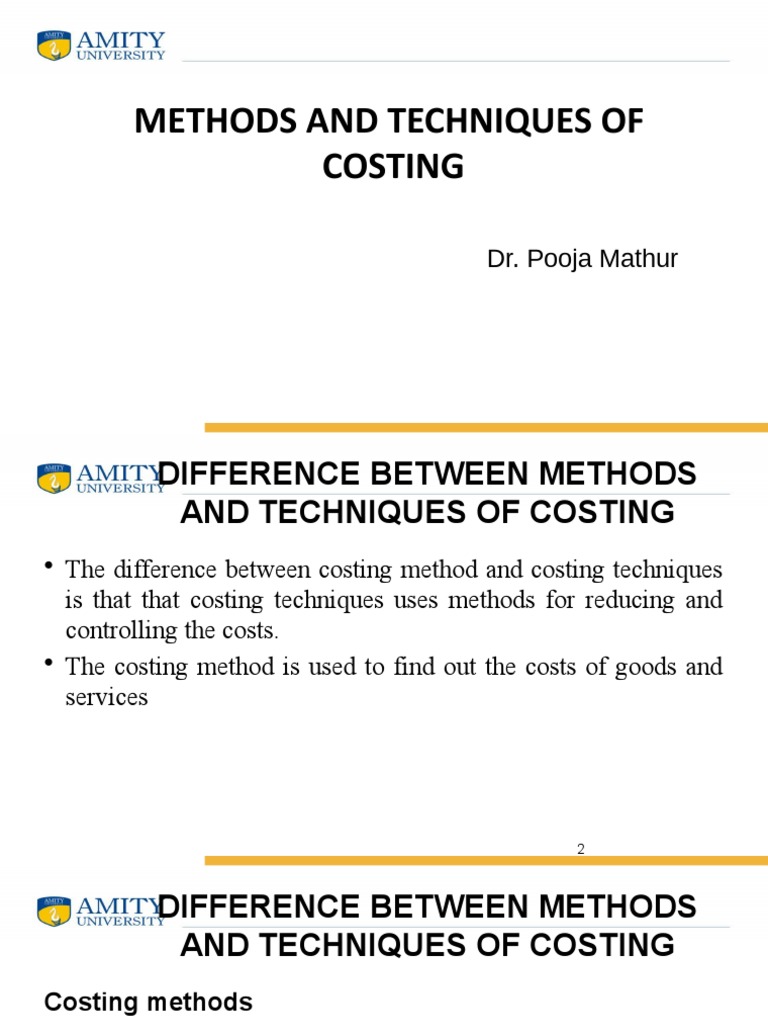 Methods and Techniques of Costing | PDF | Marginal Cost | Cost