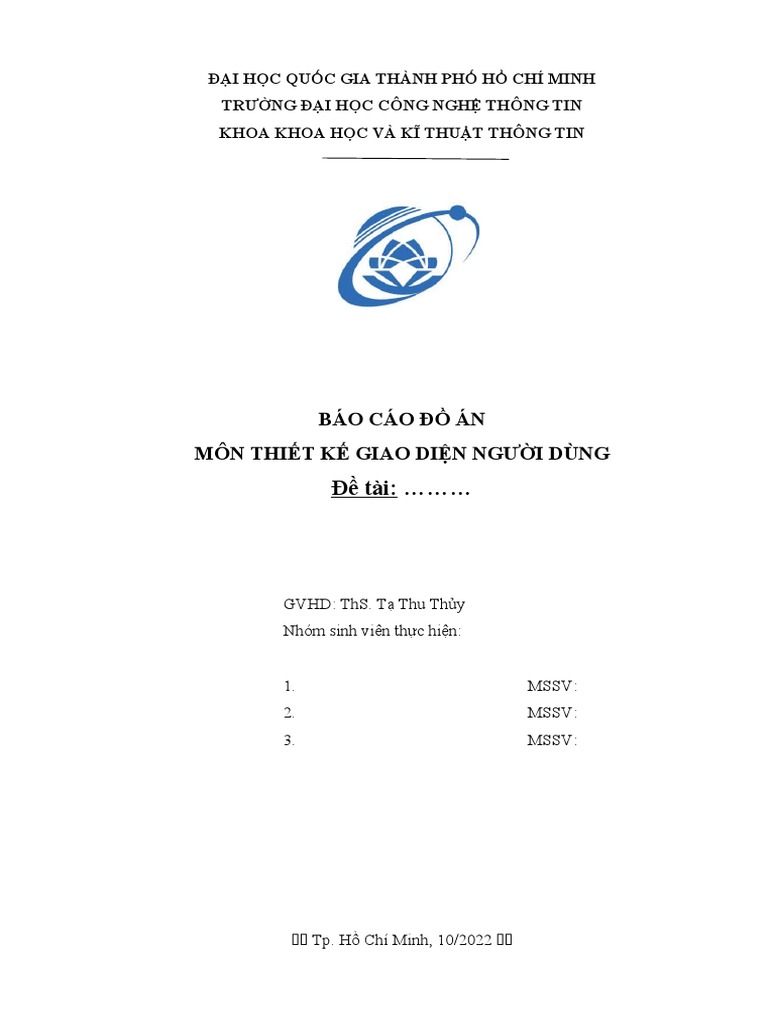 Mẫu báo cáo đồ án - CITD - nhom | PDF